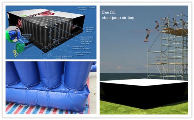 Deep Blue Free Fall Inflatable Stunt Air Bag / Inflatable Jumping Game