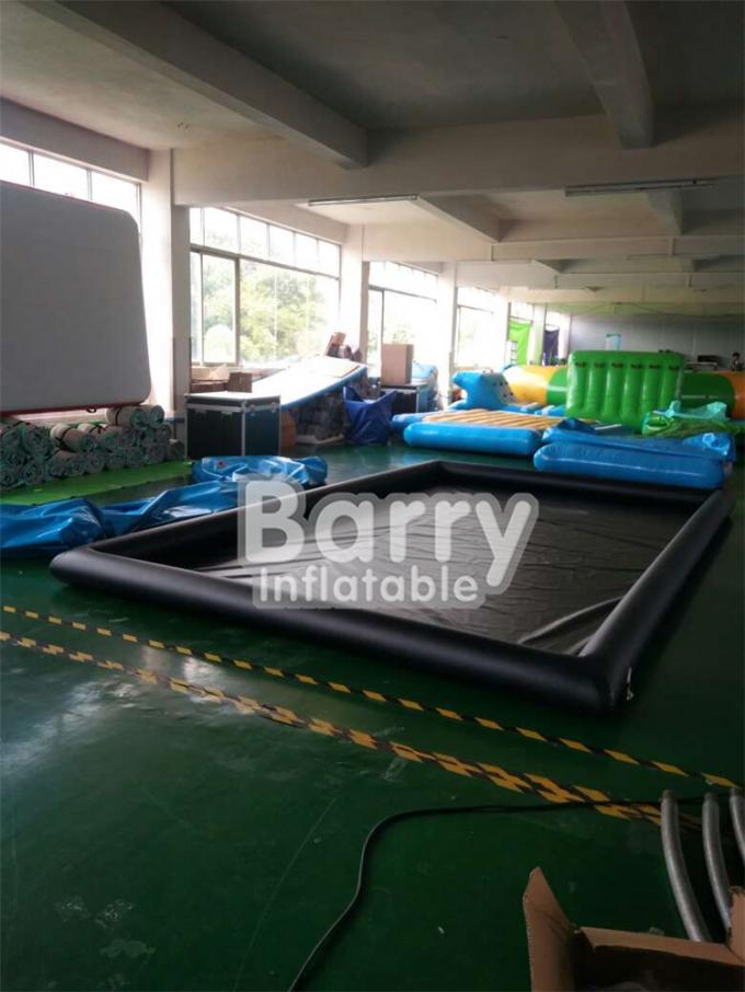 Black PVC Inflatable Car Wash Mat Customized Mobile Water Containment Mat