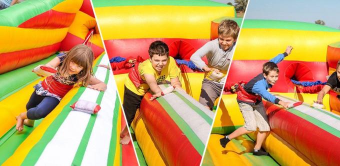 Durable 3 Lane Inflatable Bungee Run Race Game Can With IPS Battle Light