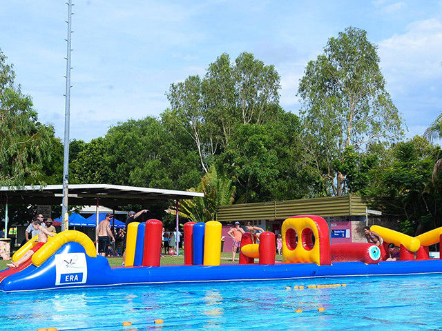 54 FT Long Giant Water Inflatable Obstacle Course With Slide Durable 0 ...