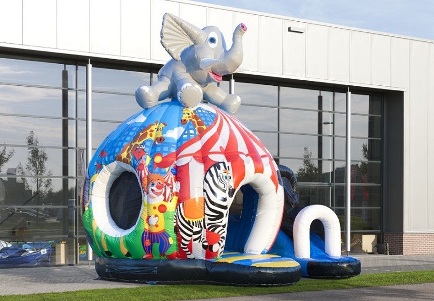 Elephant Disco Inflatable Bouncer Fun Circus Outdoor Bounce House For Kids