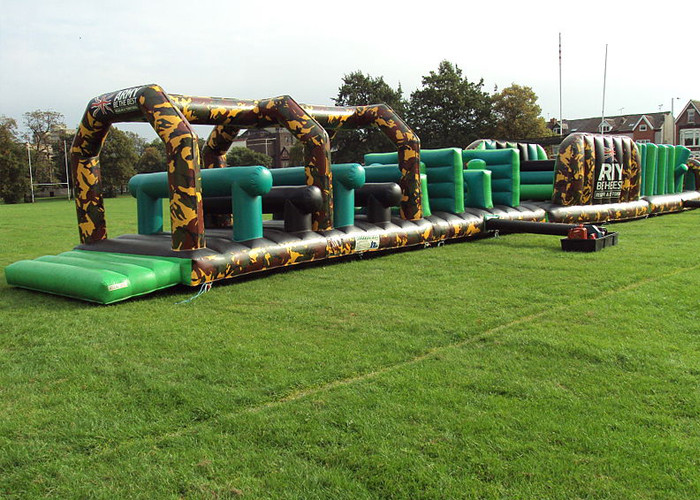 Camouflage Giant Army inflatable children's assault course , assault ...