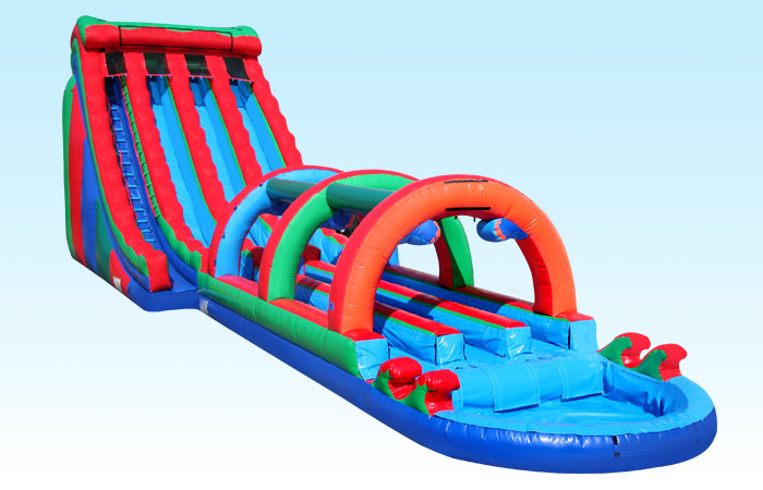 3 Lane Giant Inflatable Water Slides 24FT Triple Lane Threat With ...