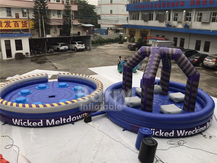 Purple Or Custom Made Inflatable Meltdown Rotating Game , Inflatable ...