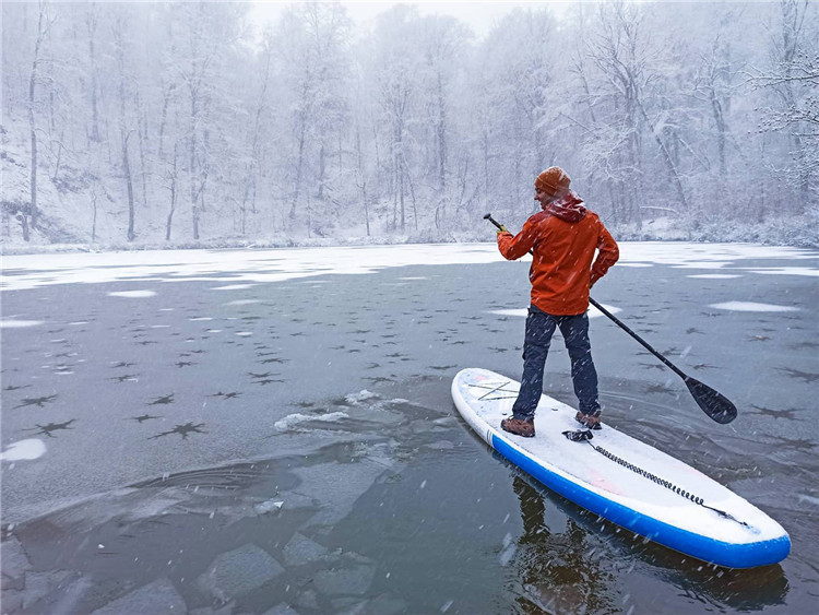 SCT Inflatable SUP Board Staying Safe Cold Weather Snowboard Paddle