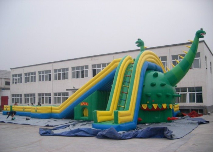 30M Long Giant Dinosaur Inflatable Slide / Kids Huge Blow Up Slide