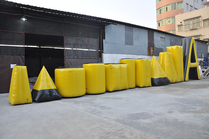 Yellow Inflatable Sports Games Paintball Bunker , PVC Tarpaulin ...