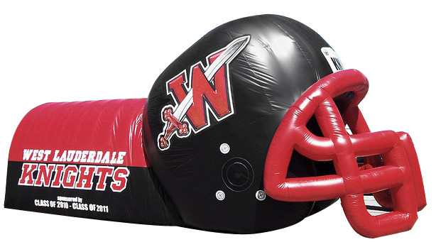 Amazing Inflatable Sports Games Blow Up Helmet Tunnel With 0.55mm PVC