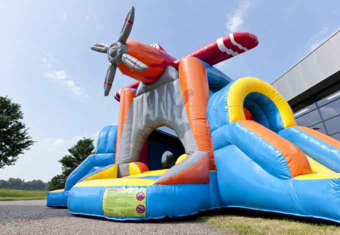 Plane Ballcanon Durable PVC Inflatable Combo Bounce House Customized