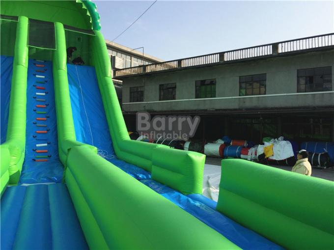 Commercial Giant Inflatable Zip Line Slide For Adults Green Color
