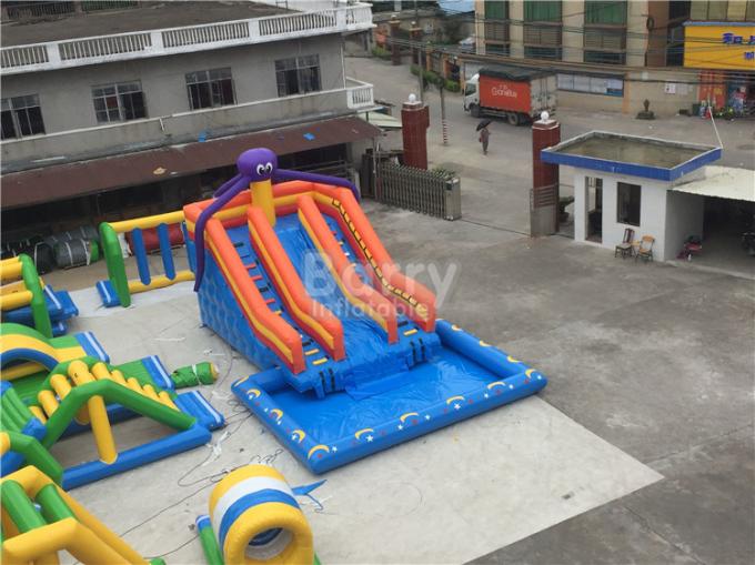 Large Octopus Inflatable Water Park , Inflatable Pool Slide On Land Park