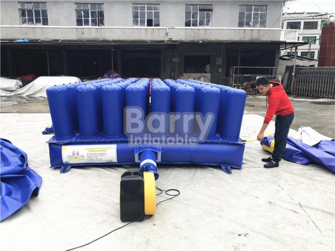Deep Blue Free Fall Inflatable Stunt Air Bag / Inflatable Jumping Game